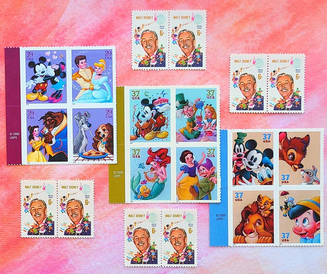 20 Pc Vintage Disney Unused Postage Stamp Collection. Walt Disney 6c ...