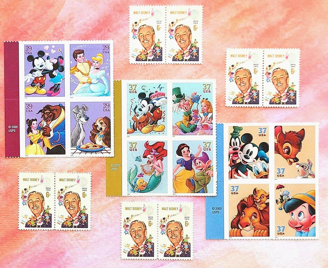 20 Pc Vintage Disney Unused Postage Stamp Collection. Walt Disney 6c ...