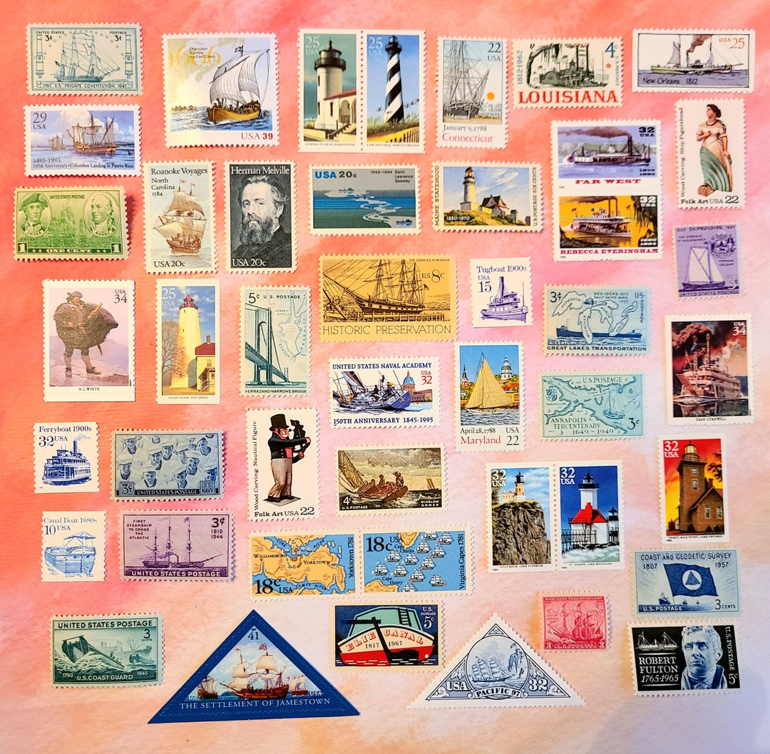 70 Pc Vintage Boat Ship & Nautical Theme Unused Postage Stamp - Etsy