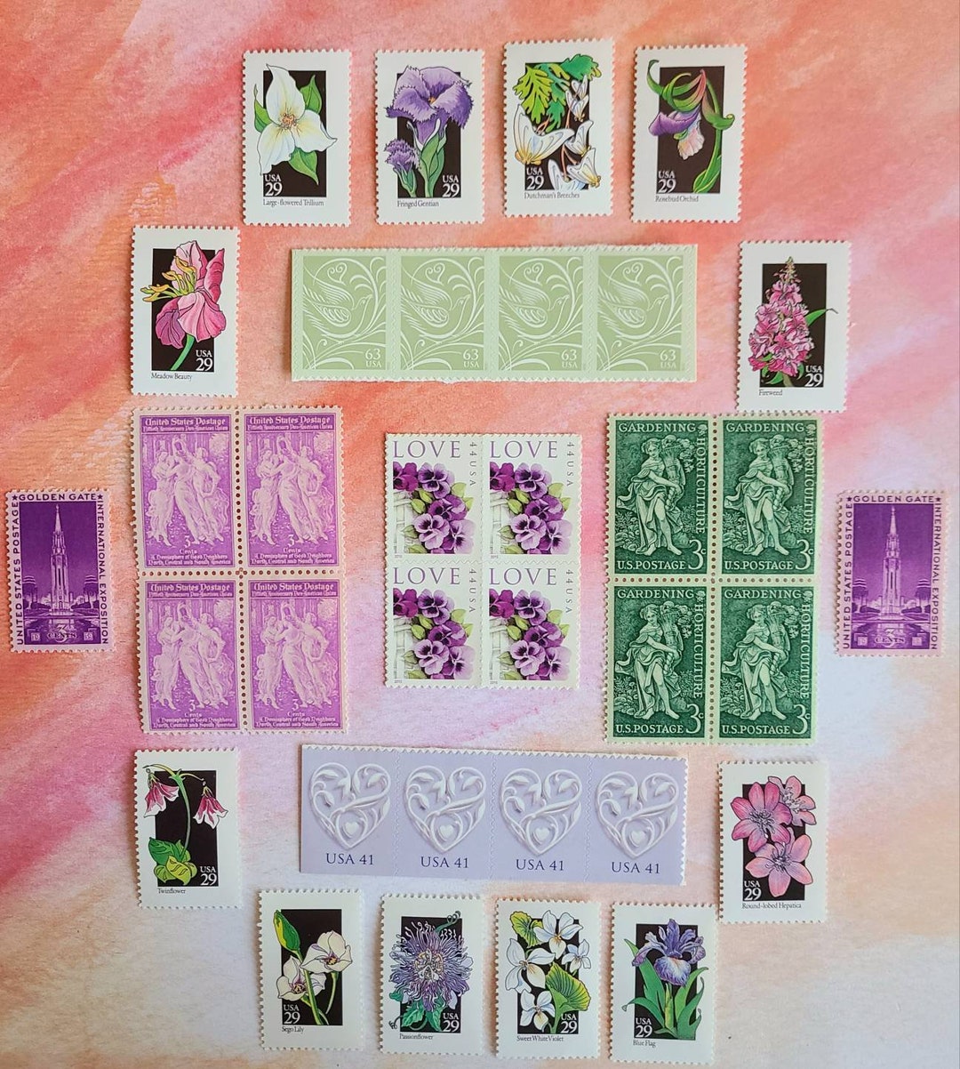 59 Pc Vintage Purple Unused Postage Stamp Set of 34 25 - Etsy