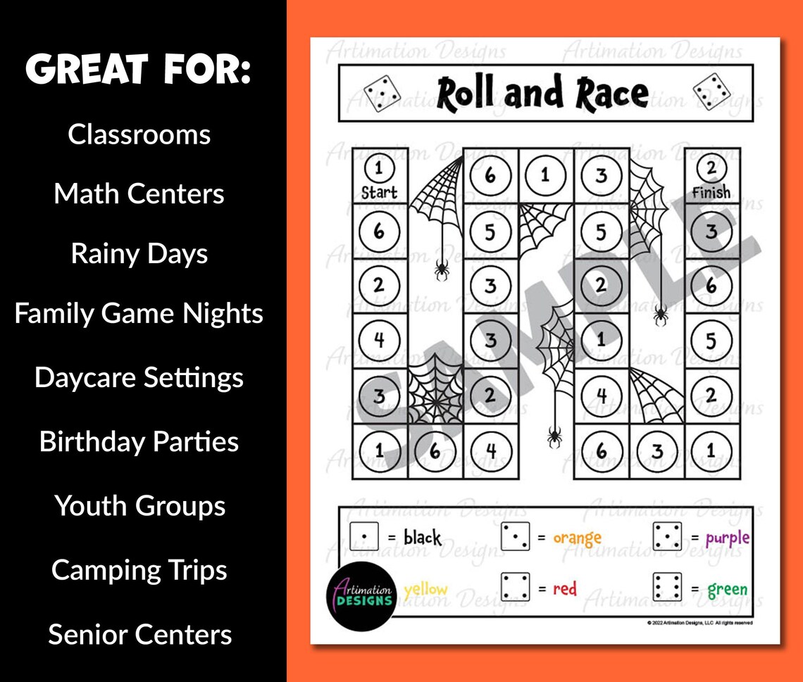 Printable Halloween Dice Game: Roll and Cover Classroom Party Game ...