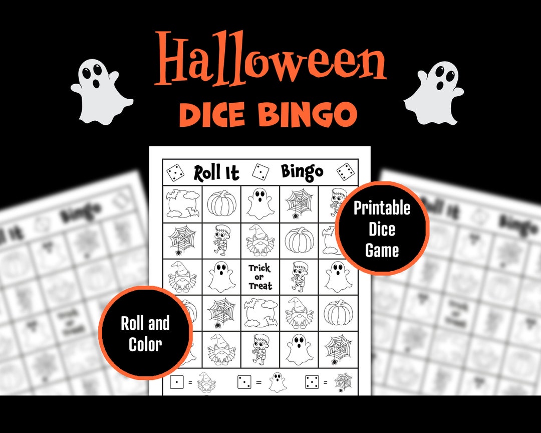Printable Halloween Bingo: Fun Roll and Cover Dice Game for Kids - Fall ...