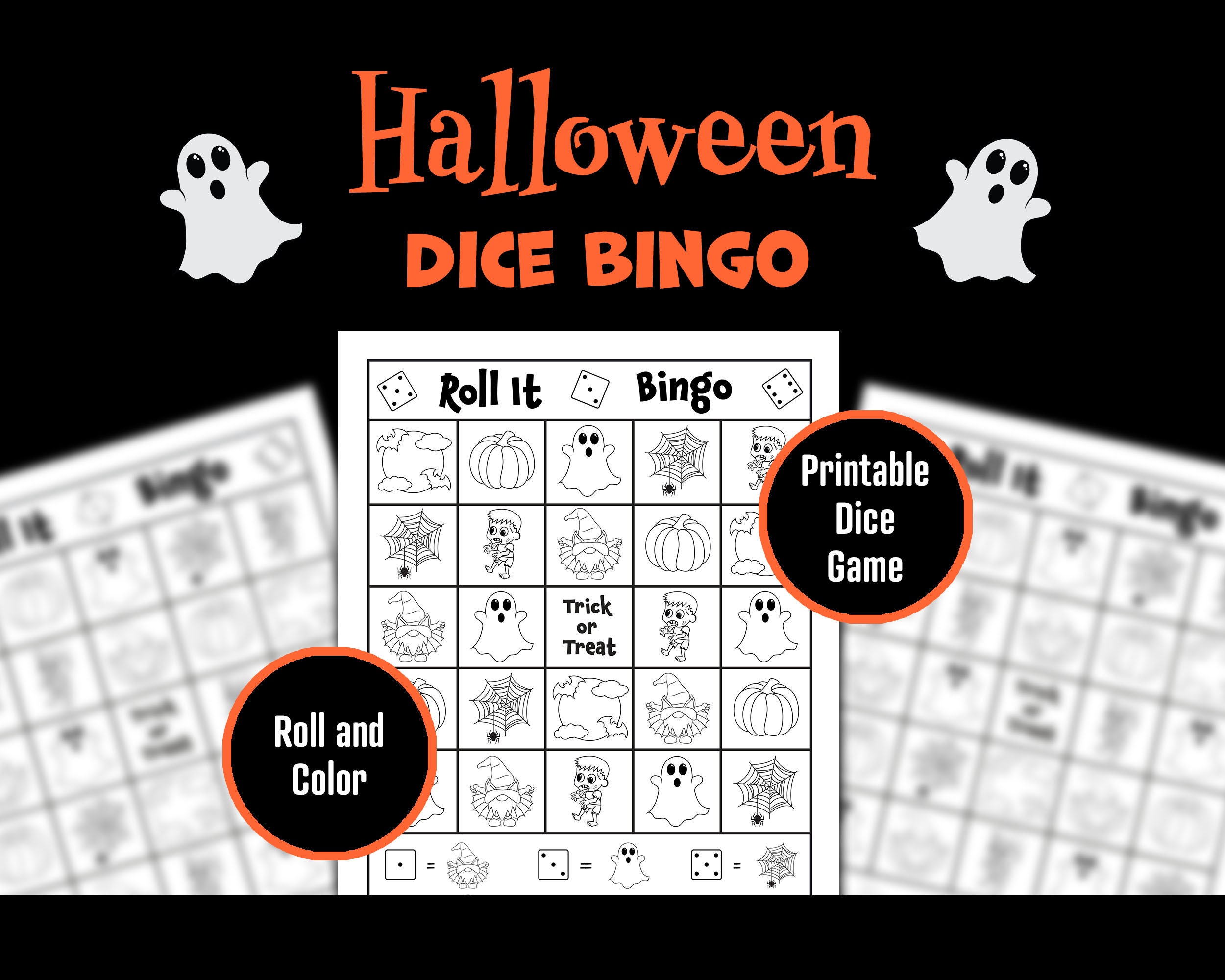 Printable Halloween Bingo: Fun Roll and Cover Dice Game for Kids - Fall ...