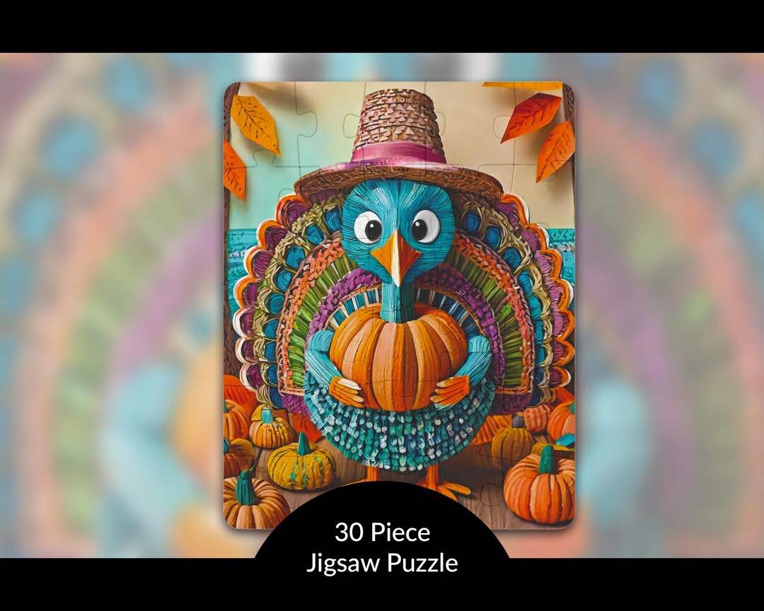 Thanksgiving Turkey Puzzle for Kids: Cute Fall Educational Toy and ...