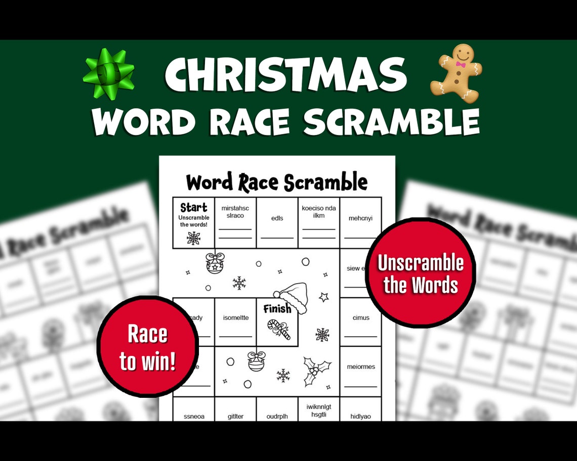 Printable Christmas Word Scramble Race Game: Holiday Classroom Party ...