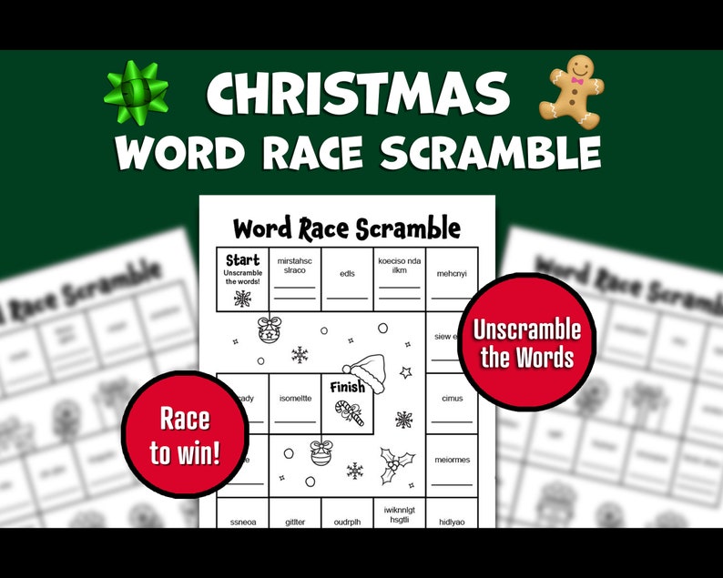 Printable Christmas Word Scramble Race Game: Holiday Classroom Party ...