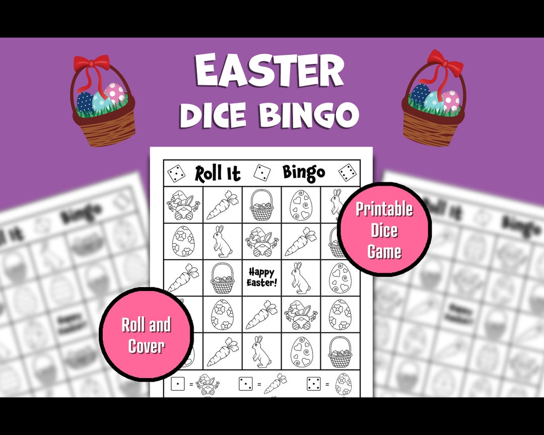 Printable Easter Bingo Dice Game, Roll and Cover Math Game for Kids ...
