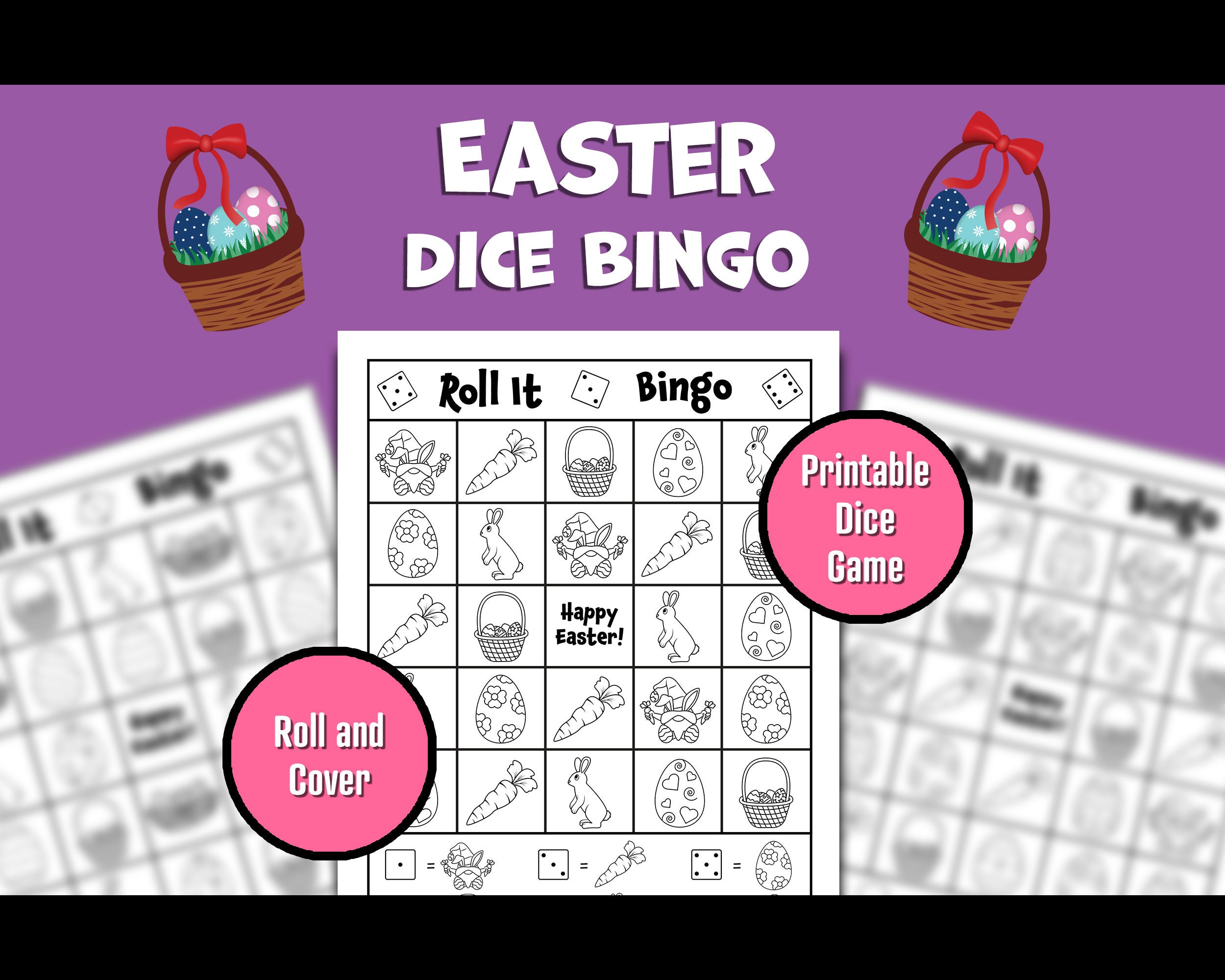 Printable Easter Bingo Dice Game, Roll and Cover Math Game for Kids ...