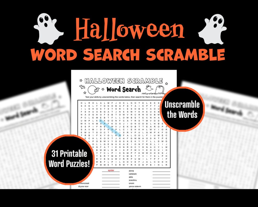 Printable Halloween Word Scramble: Fall Word Search Puzzle - Spooky ...