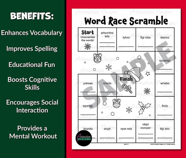 Printable Christmas Word Scramble Race Game: Holiday Classroom Party ...