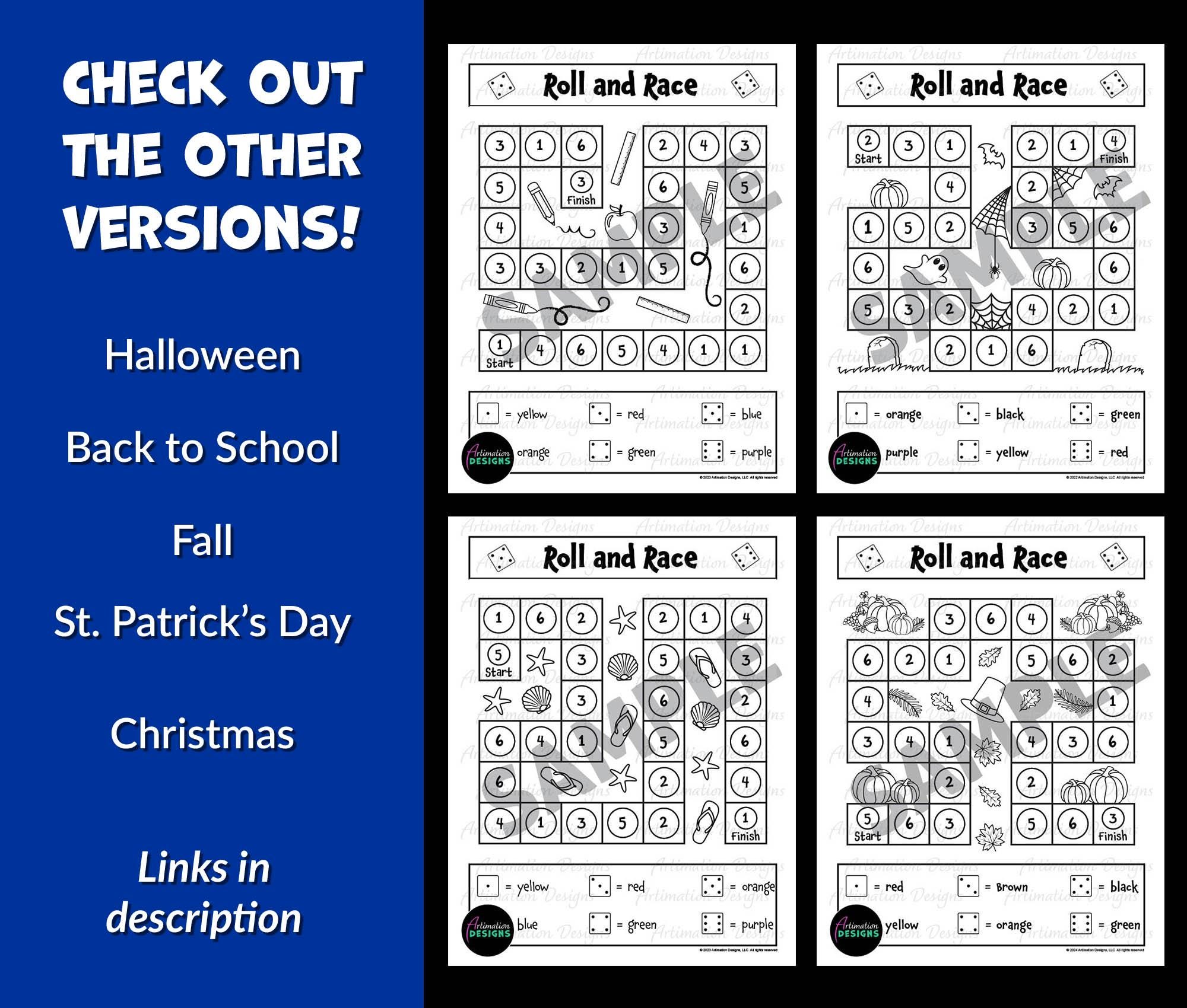 Printable Roll and Race Dice Game: Fun Color by Number Activity Do a ...