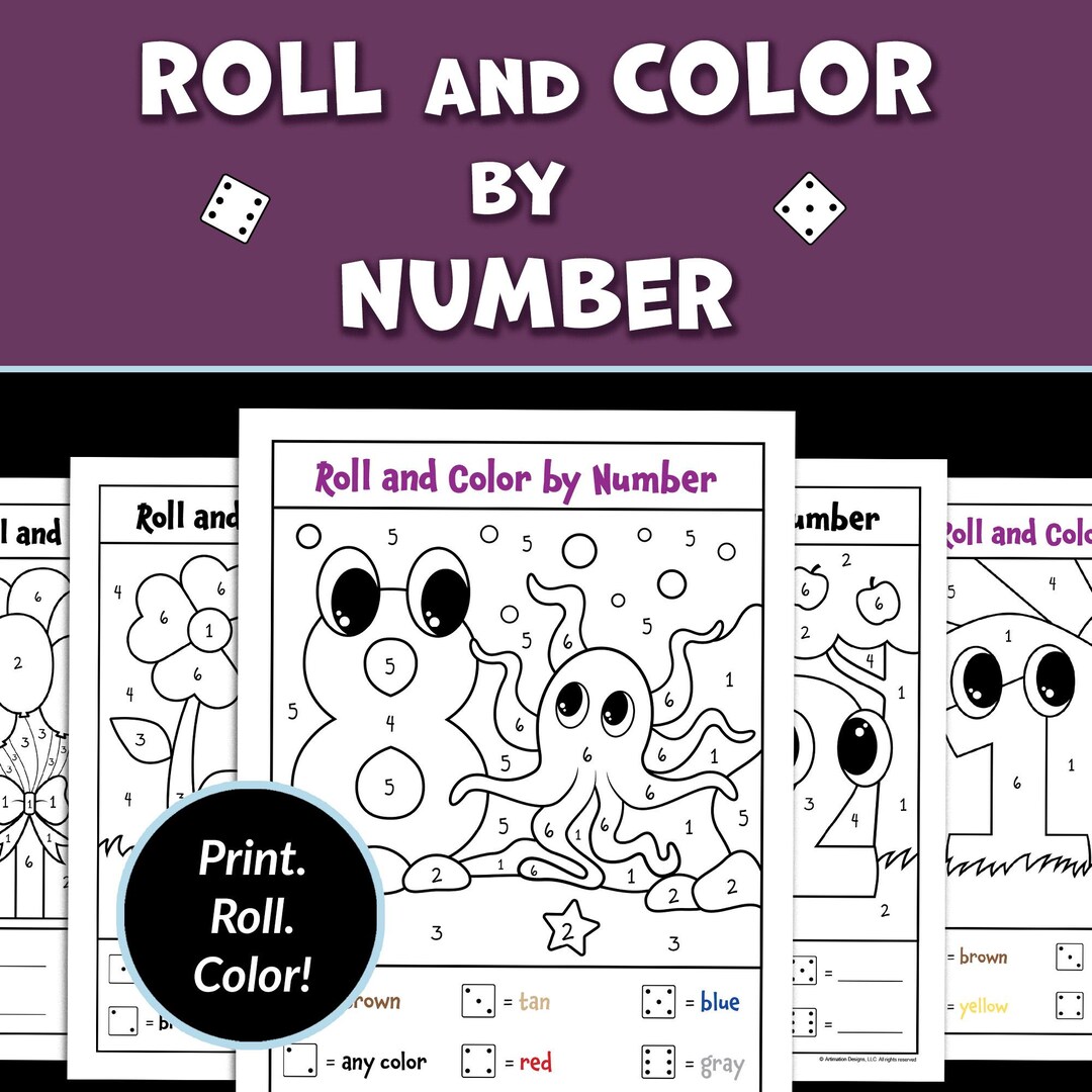 Roll and Color by Number Printable Dice Game for Kids Preschool Math ...