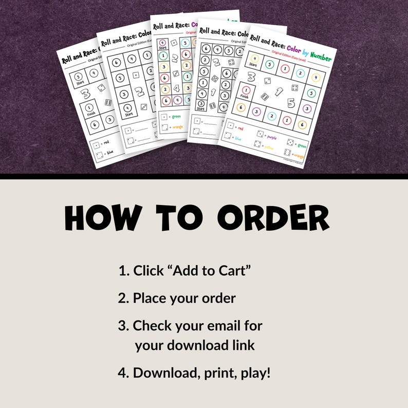 Color by Number Printable Dice Game for Kids Roll and Cover Math ...