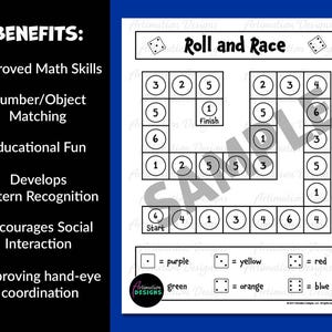Printable Roll and Race Dice Game: Fun Color by Number Activity - Do a ...