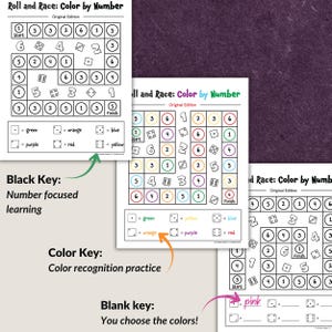 Color by Number Printable Dice Game for Kids Roll and Cover Math ...