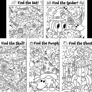 Printable Halloween Seek and Find Coloring Pages: Spooky Fall Kids ...