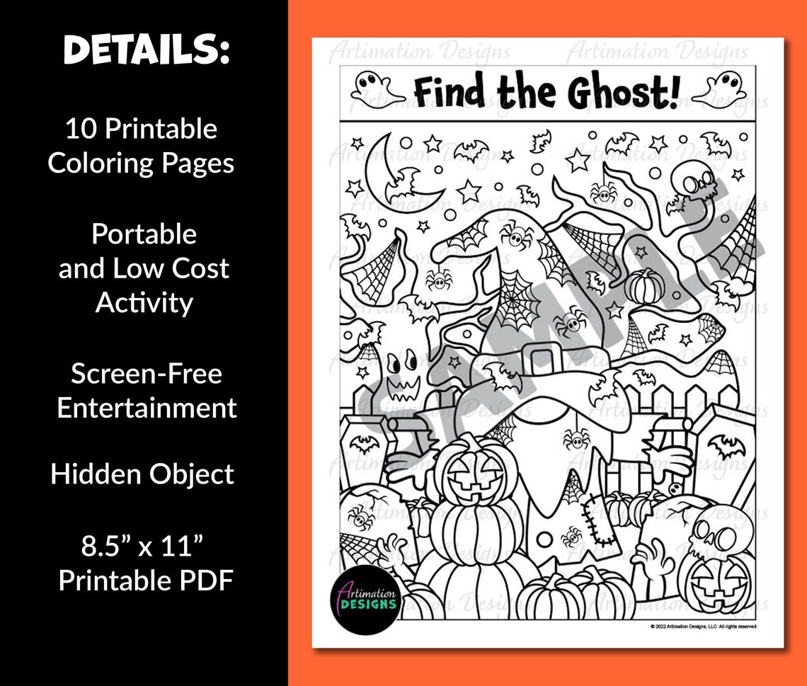 Printable Halloween Seek and Find Coloring Pages: Spooky Fall Kids ...