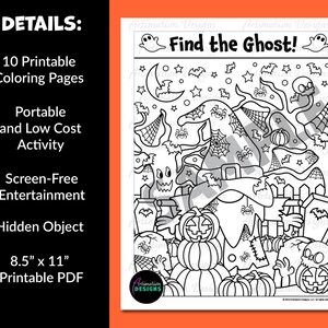 Printable Halloween Seek and Find Coloring Pages: Spooky Fall Kids ...