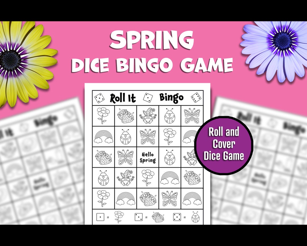 Spring Printables: Bingo Dice Game for Kids, Roll and Cover Math Game ...