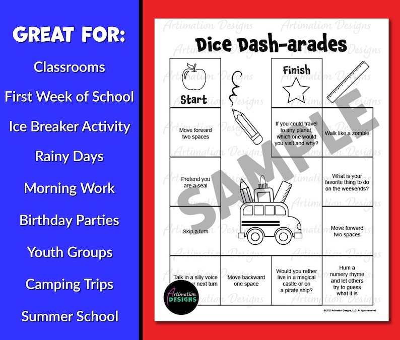 Printable Back to School Dice Game: Fun First Day of School Classroom ...