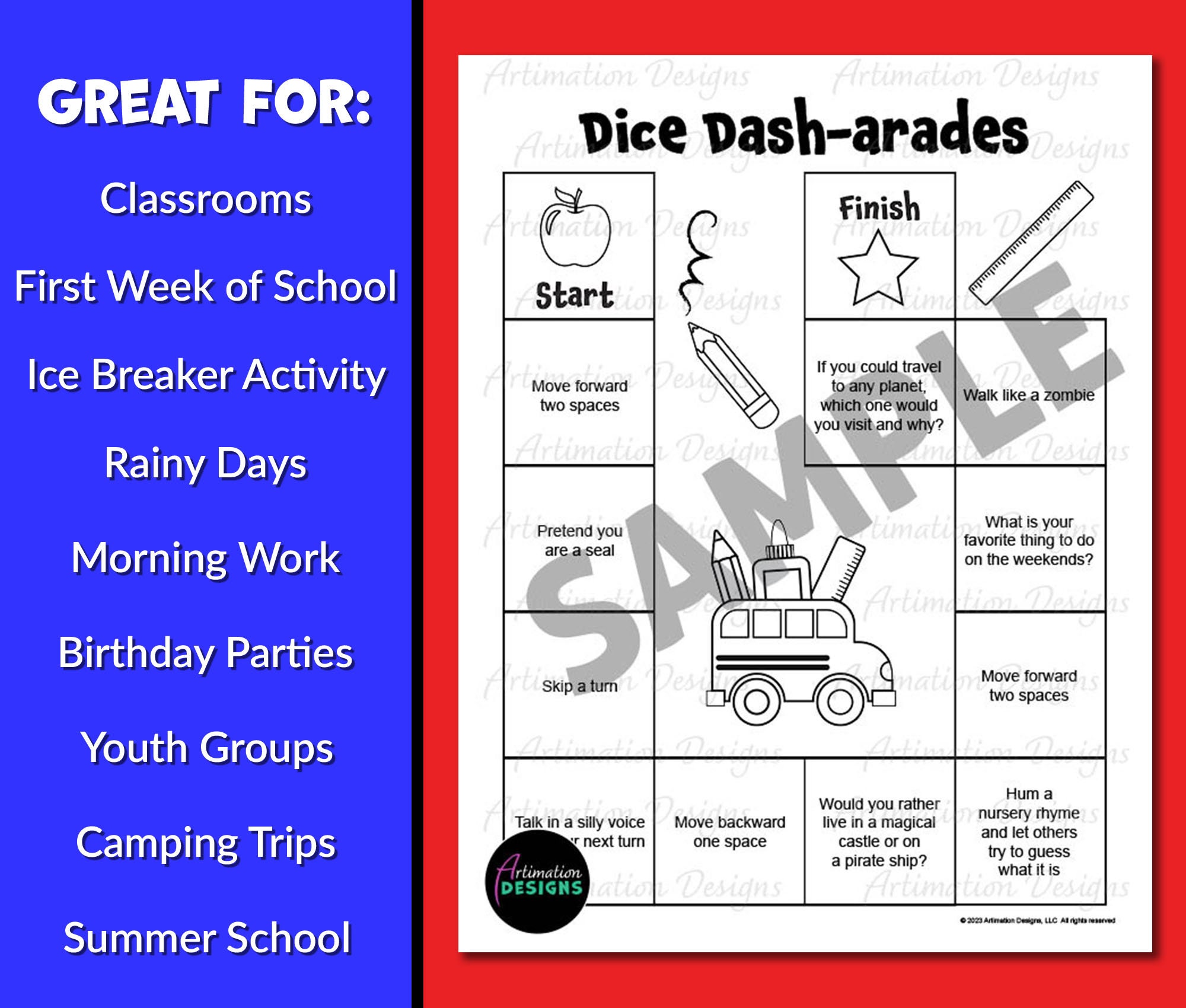 Printable Back to School Dice Game: Fun First Day of School Classroom ...