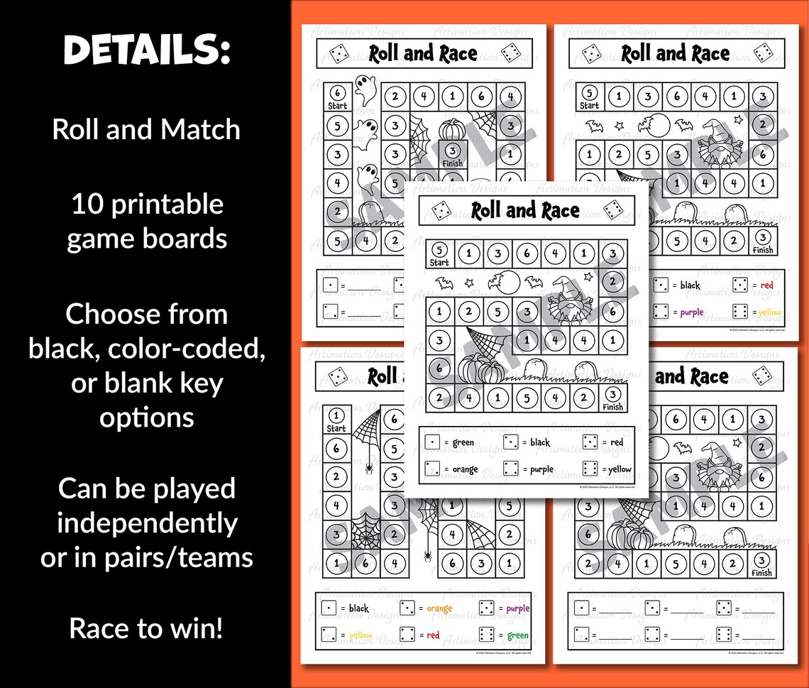 Printable Halloween Dice Game: Roll and Cover Classroom Party Game ...