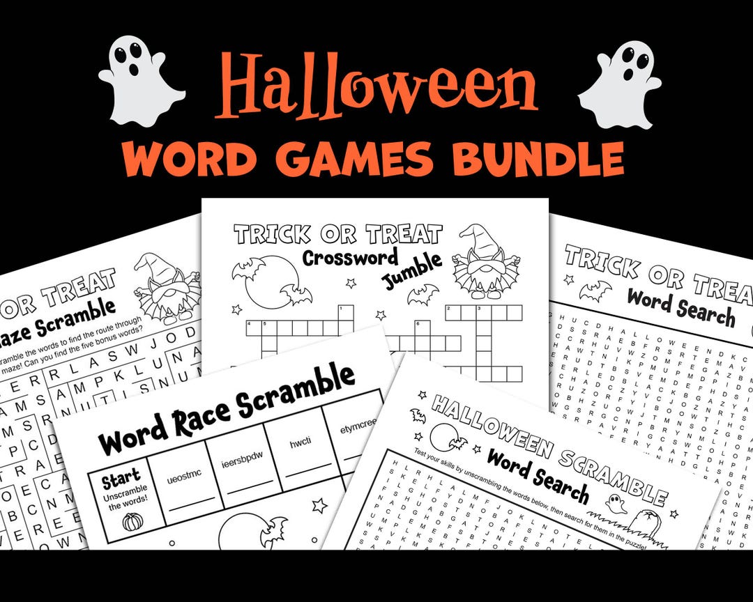 Printable Halloween Word Games: Fall Classroom Party Games for Kids ...