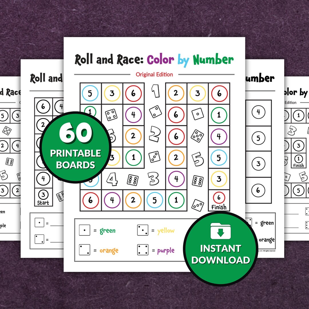 Color by Number Printable Dice Game for Kids Roll and Cover Math ...