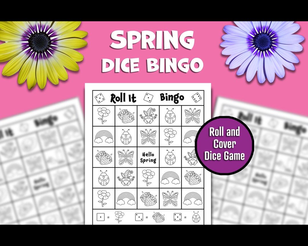 Printable Spring Bingo: Kids Roll and Cover Dice Game, Fun Math Center ...