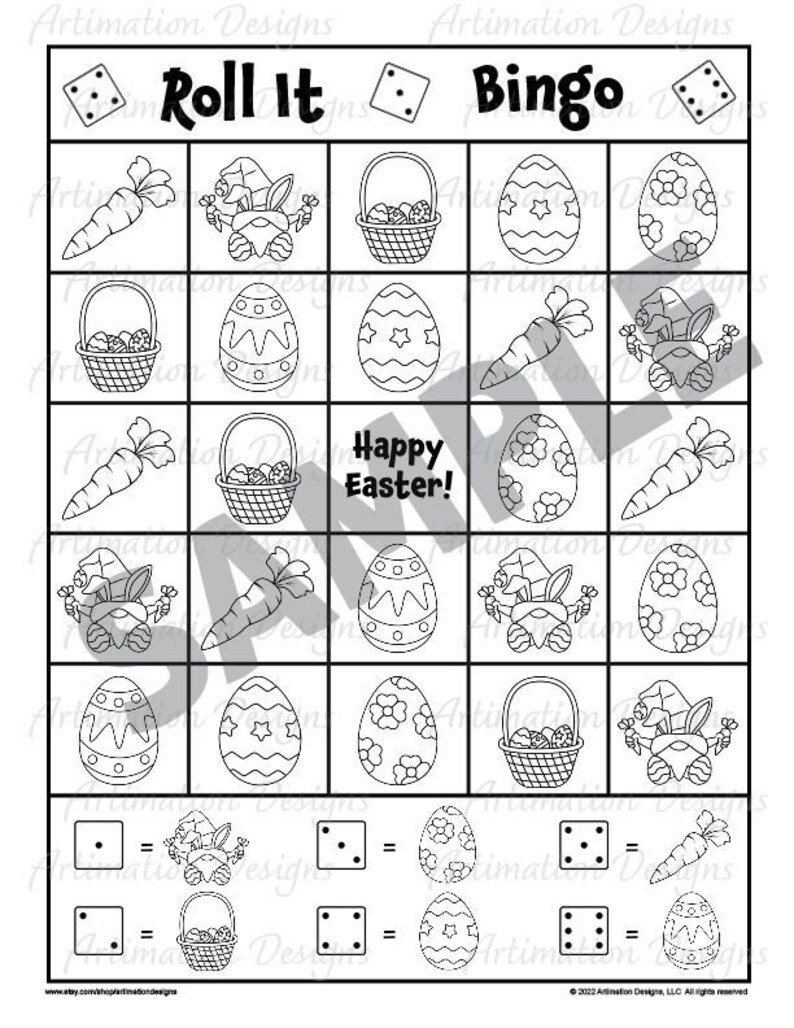 Printable Easter Bingo Dice Game, Roll and Cover Math Game for Kids ...