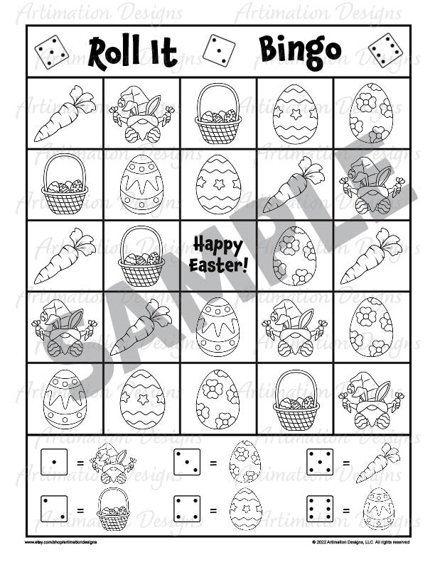 Printable Easter Bingo Dice Game, Roll and Cover Math Game for Kids ...