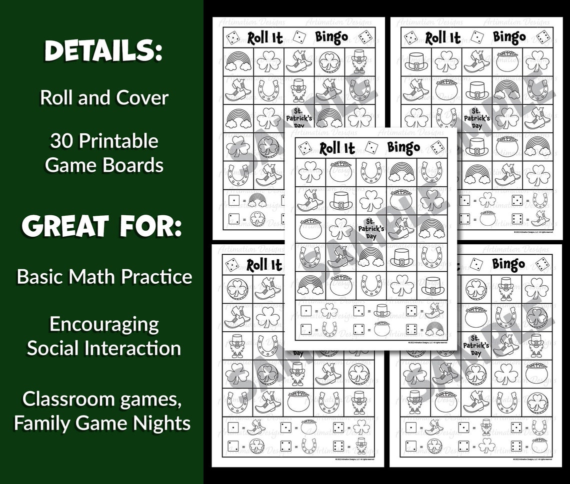 St Patricks Day Printable Games, Kids Color by Number, Roll and Race ...