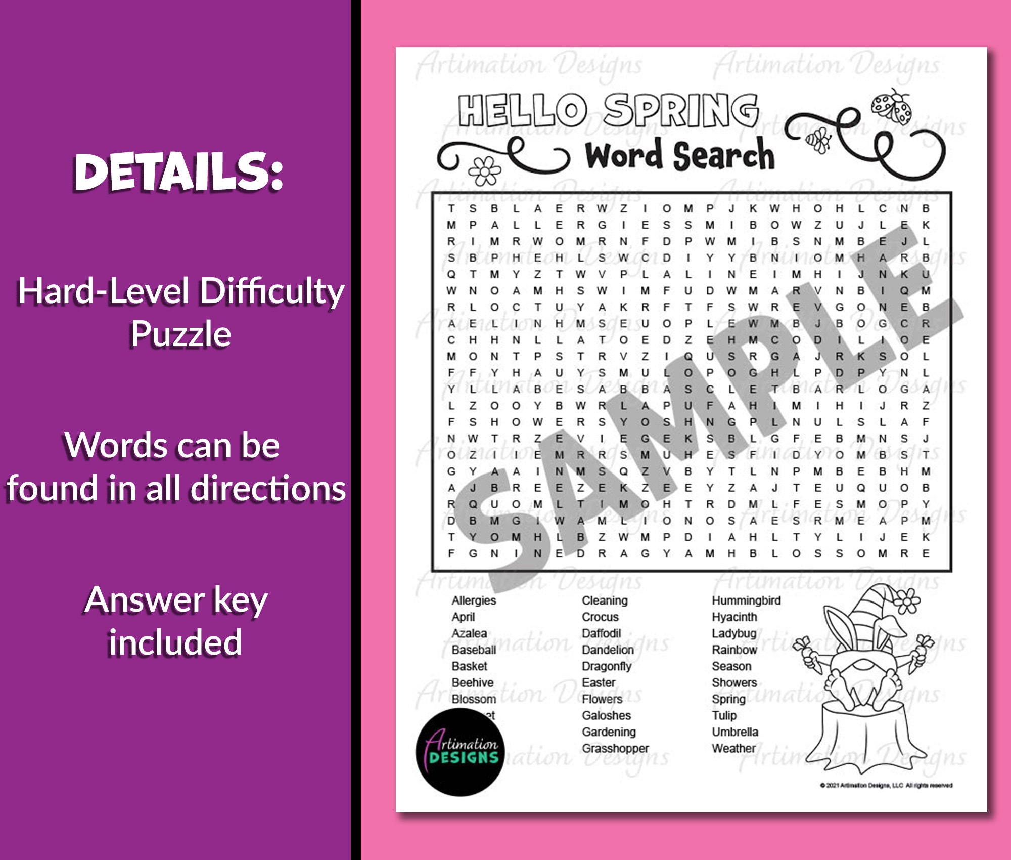 Spring Printables: Word Search Puzzle for Kids, Party Games for Adults ...
