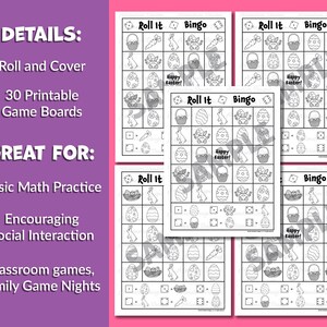 Printable Easter Bingo Dice Game, Roll and Cover Math Game for Kids ...