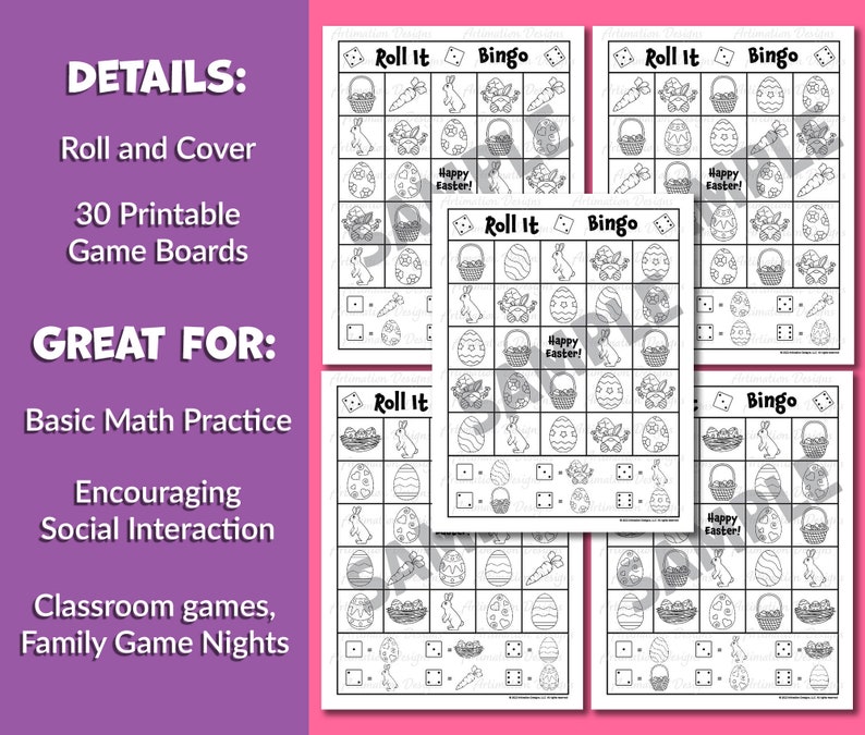 Printable Easter Bingo Dice Game, Roll and Cover Math Game for Kids ...