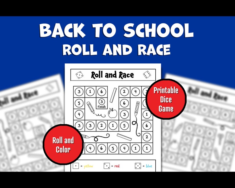 Printable Roll and Race Dice Game: Fun Back to School Classroom ...