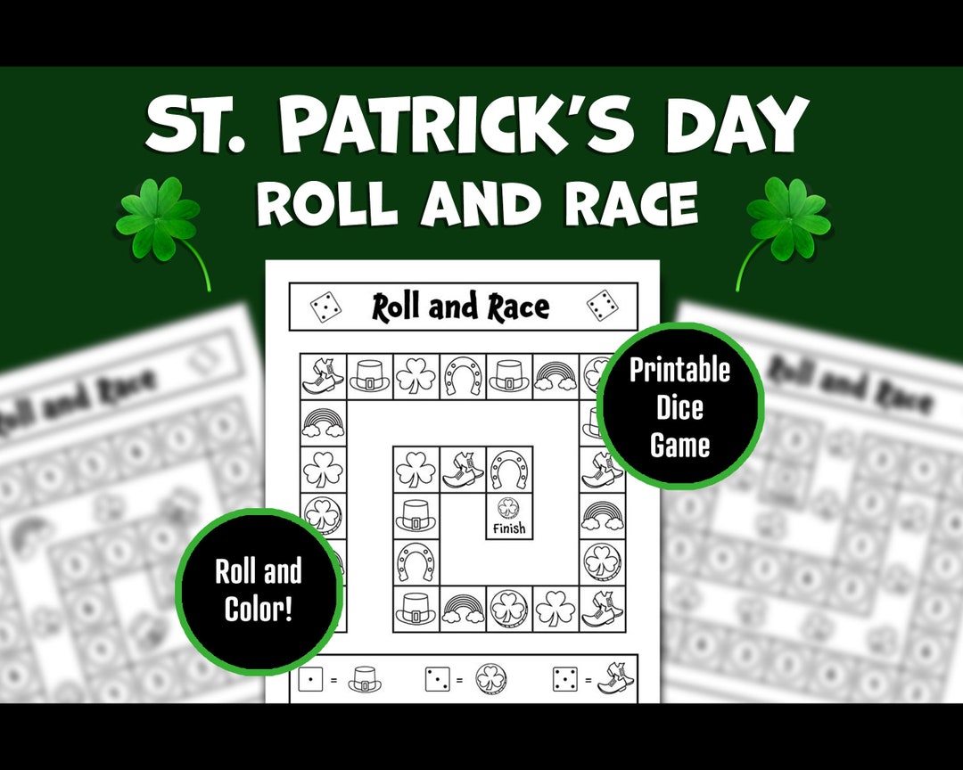 Printable St Patricks Day Kids Dice Game, Roll and Cover, Color by ...