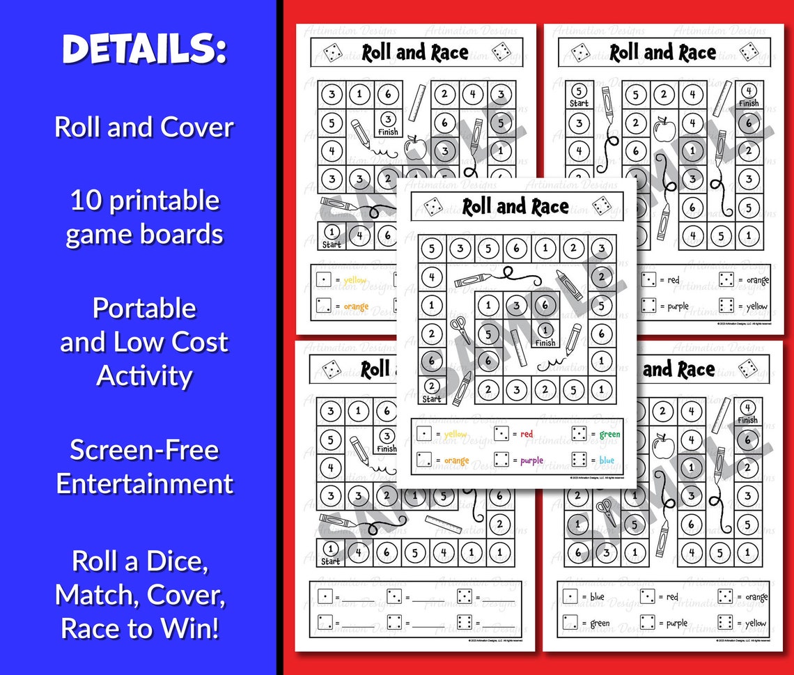Printable Roll and Race Dice Game: Fun Back to School Classroom ...