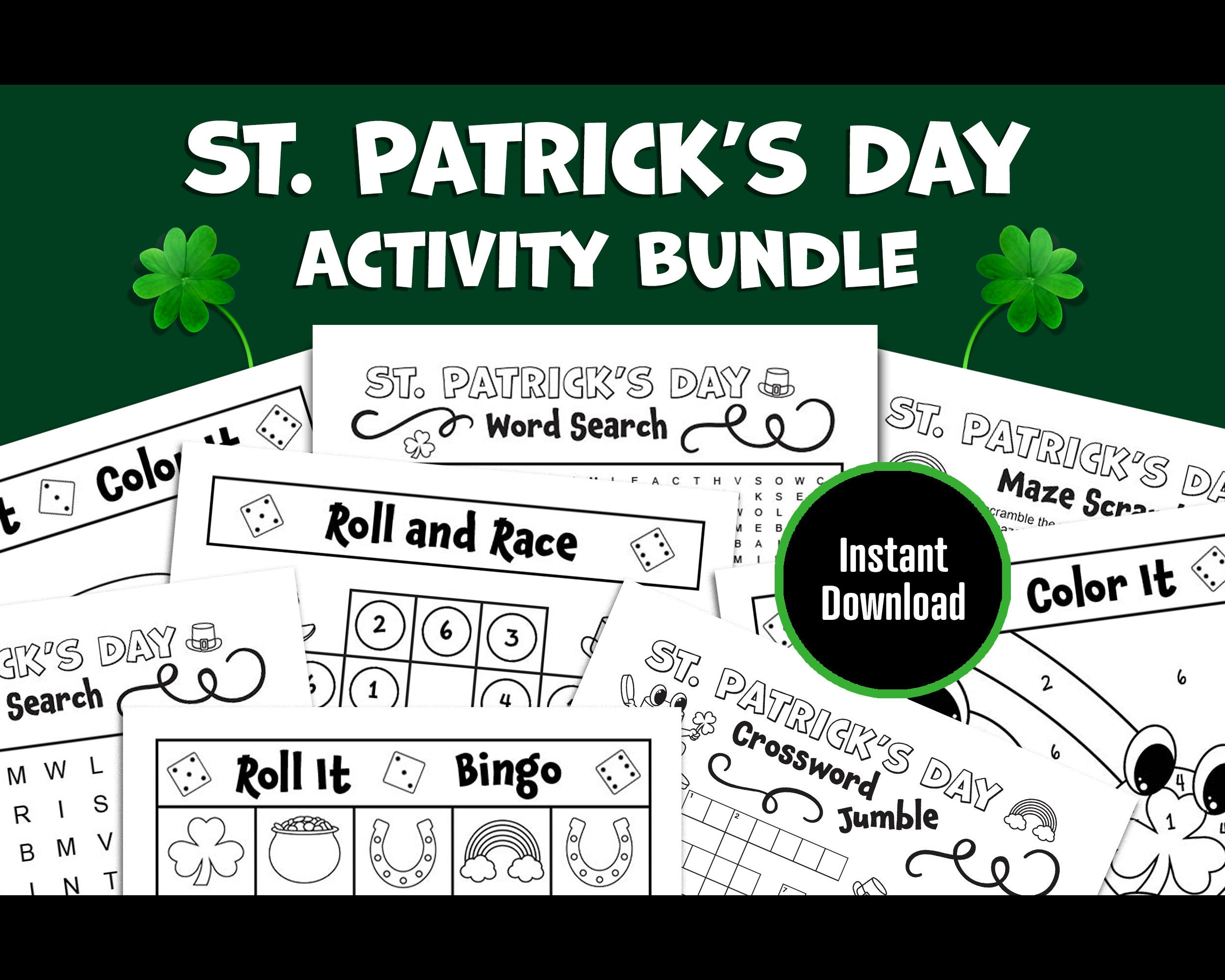 St Patricks Day Printable Games, Kids Color by Number, Roll and Race ...