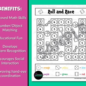 Printable Roll and Race Dice Game: Summer Fun Color by Number for Kids ...