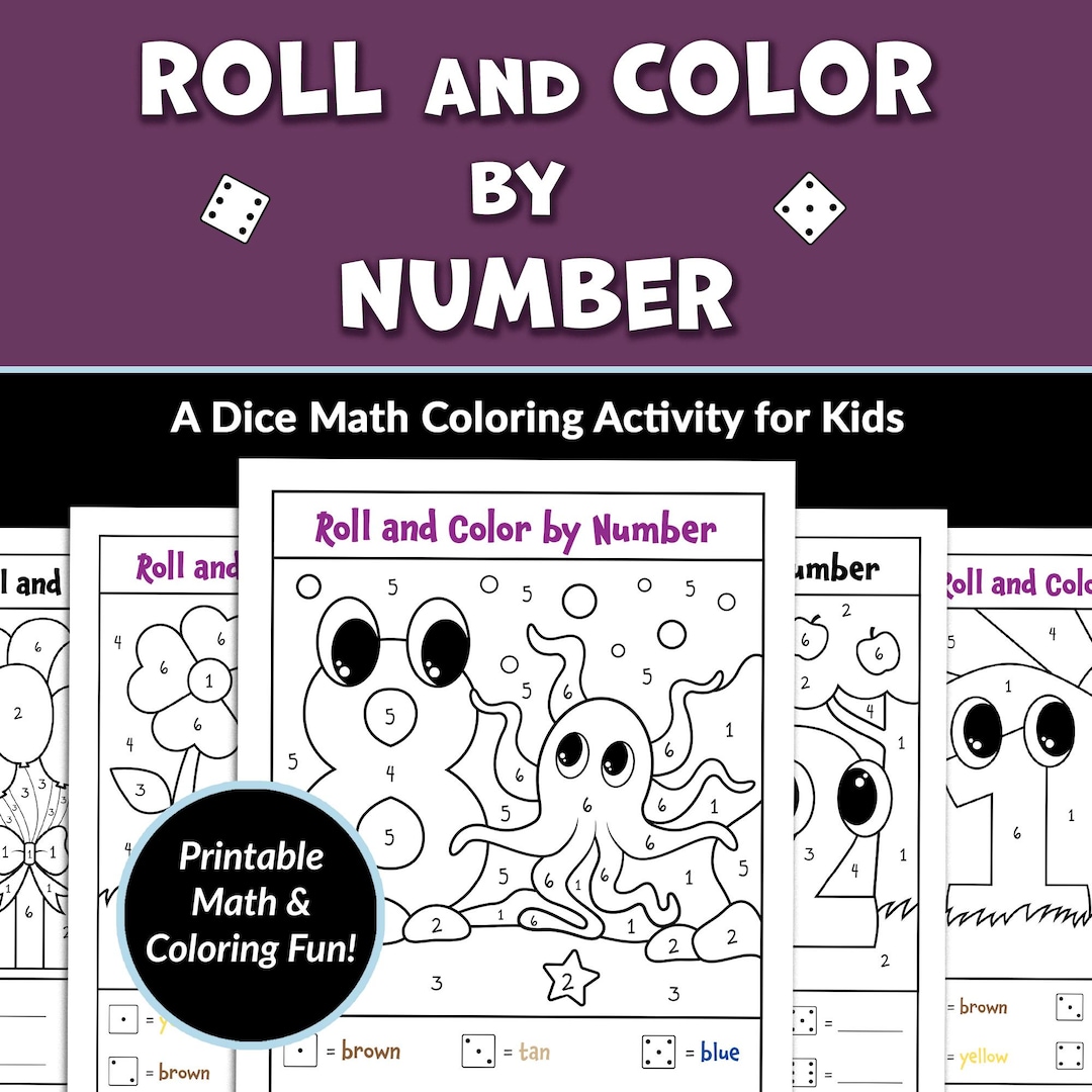 Roll and Color by Number Printable Kids Coloring Activity Montessori ...