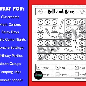 Printable Roll and Race Dice Game: Fun Back to School Classroom ...