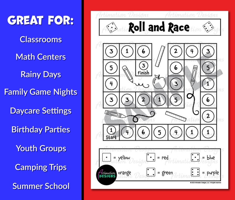 Printable Roll and Race Dice Game: Fun Back to School Classroom ...