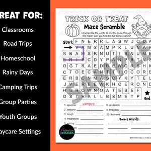 Halloween Maze Printable: Spooky Vibes Word Scramble Fall Word Search ...