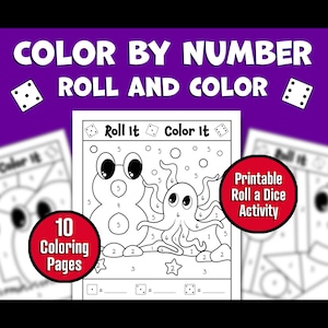 Printable Color by Number: Roll and Color Dice Game, Cute Coloring ...