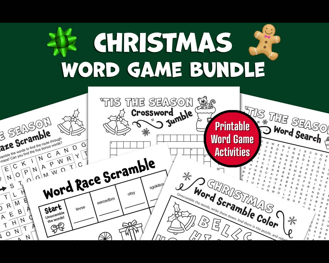 Printable Christmas Word Games: Word Scramble Coloring Pages ...