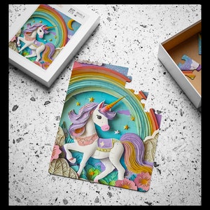 Rainbow Unicorn Puzzle: Cute Fantasy Horse Gift for Kids - Educational ...
