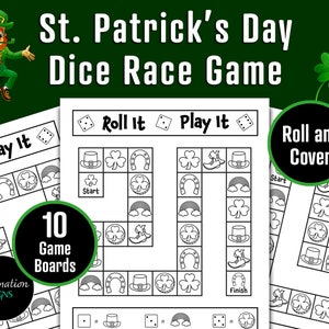 Printable St Patricks Day Dice Game for Kids Roll and Color - Etsy