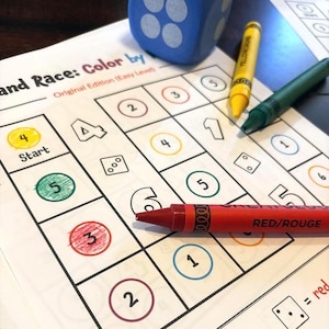 Color by Number Printable Dice Game for Kids Roll and Cover Math ...