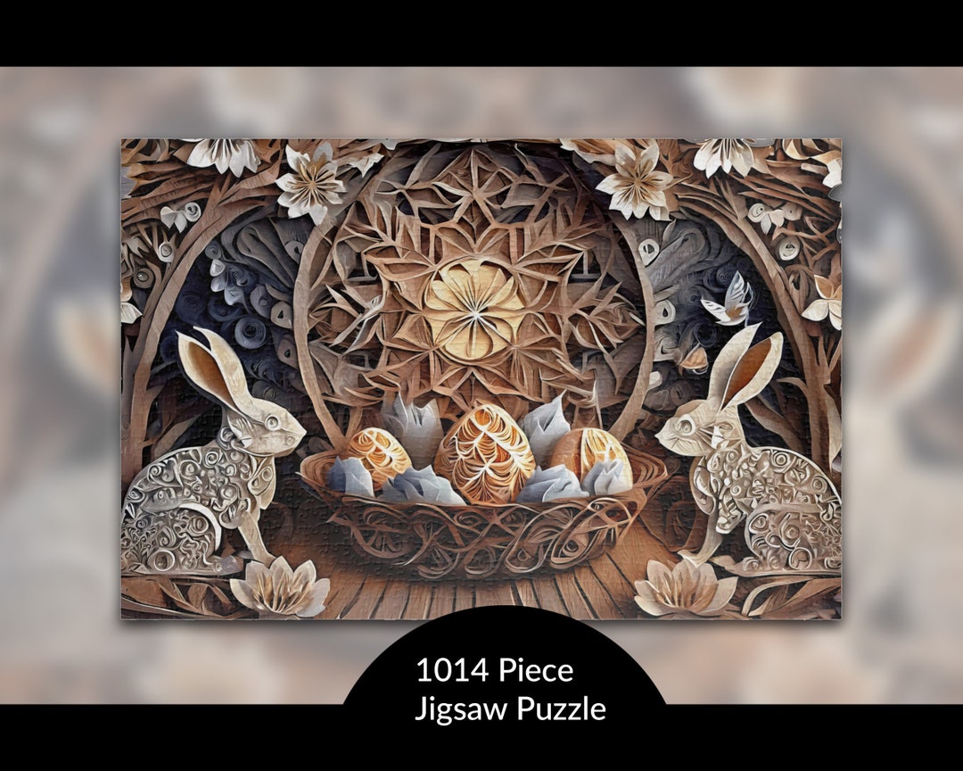 Easter Eggs and Rabbits Puzzle: Unique Gift Idea for Adults, Ornate ...